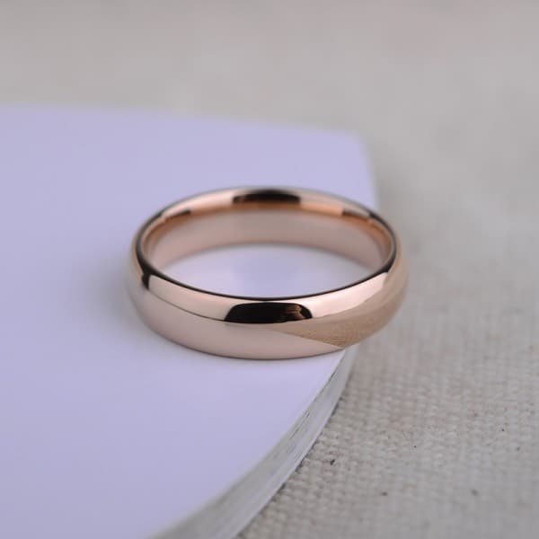 Subtle Rose Gold His and Hers Tungsten Wedding Bands