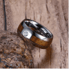 8mm Mahogany Wood & CZ Stone Tungsten Ring