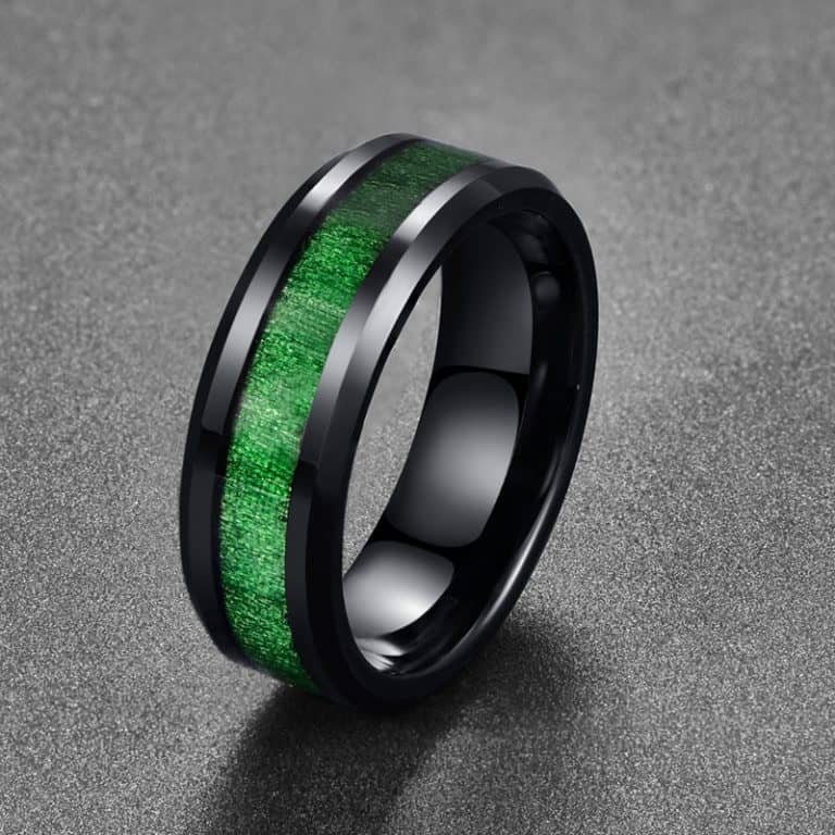 8mm Vintage Green Inlaid Electroplated Tungsten Ring